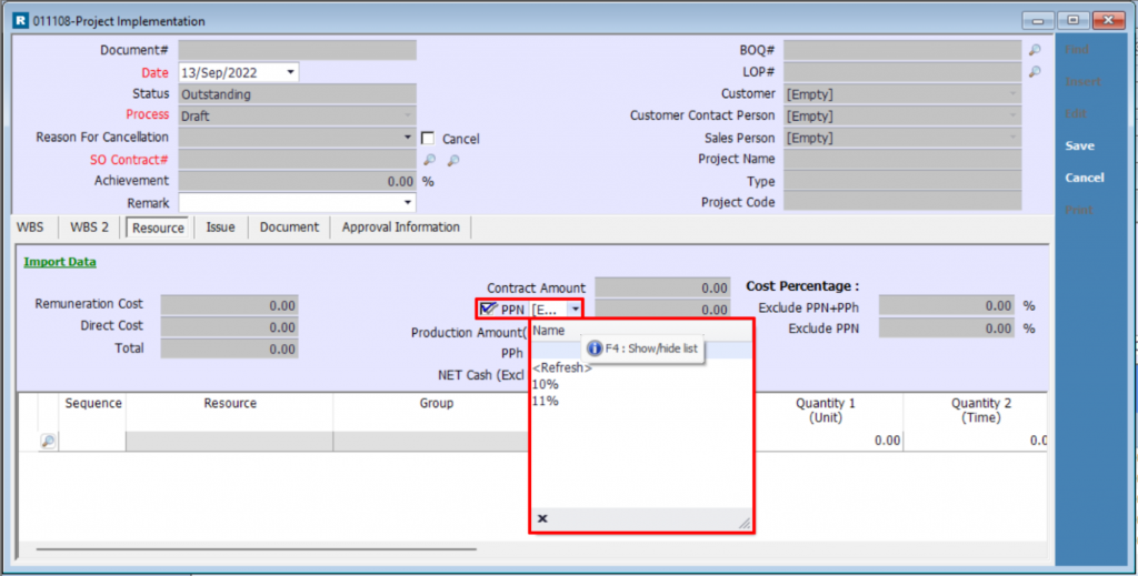 Bagaimana setting tax (ppH) pada kolom Header Detail menu Project ...